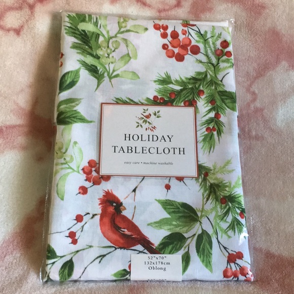Kitchen | Hollyberry Cardinal Holiday Table Cloth Nwt 52x7 | Poshmark
